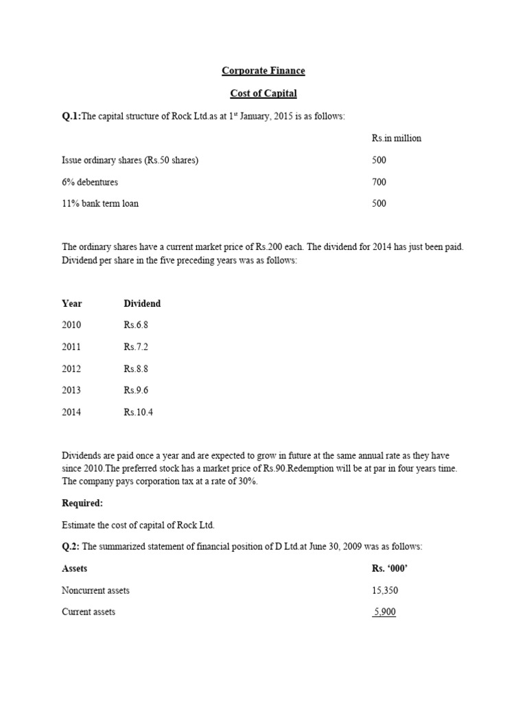 CF-Cost of Capital | PDF | Dividend | Cost Of Capital