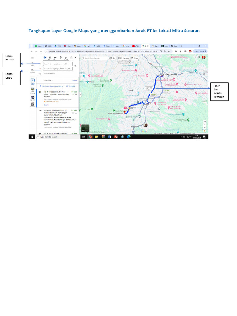 Format Contoh Tangkapan Layar Google Maps Yang Menggambarkan Jarak PT ...