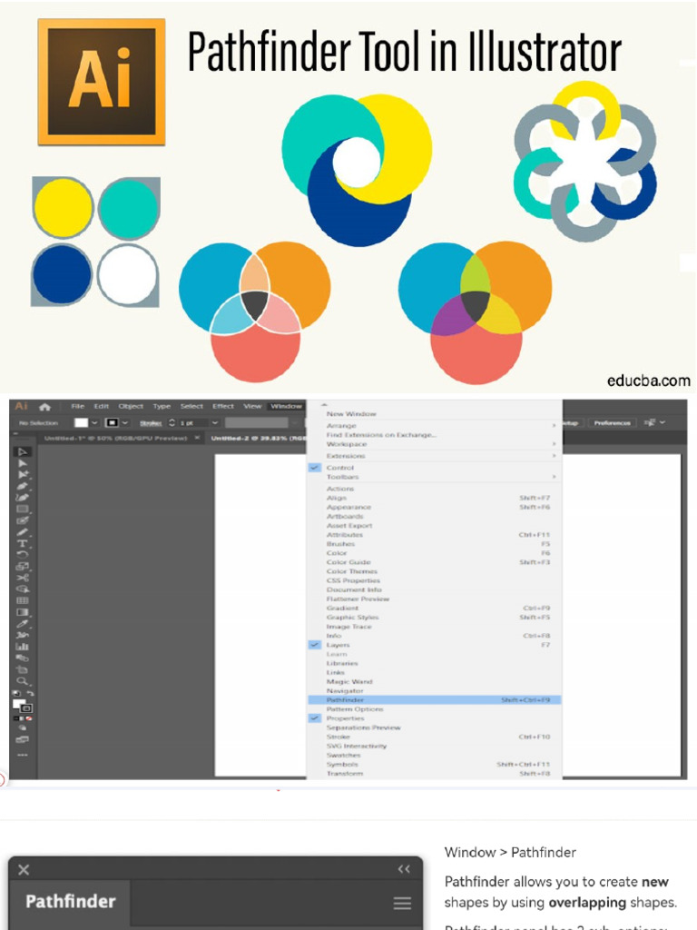 Pathfinder Tool Techniques in Illustrator | PDF