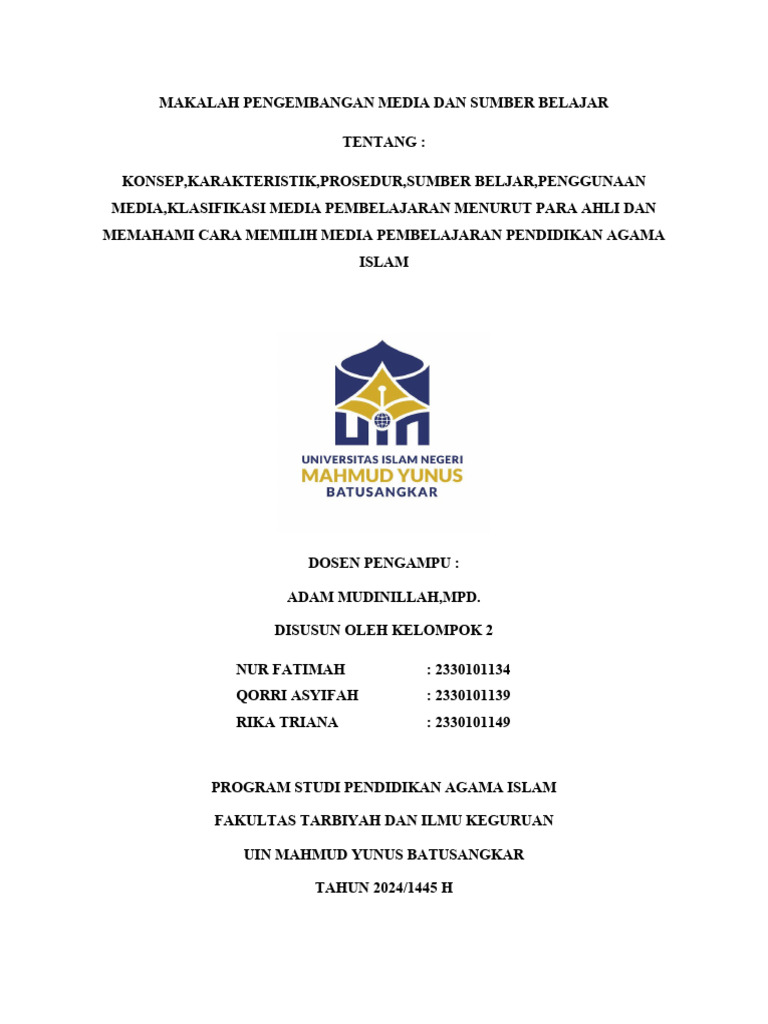 Makalah Pengembangan Media Dan Sumber Belajar (1) - 1 | PDF