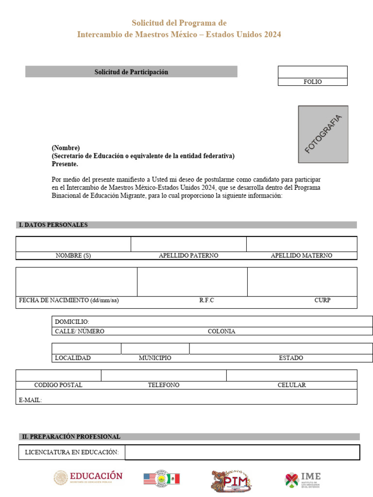 Formato de Solicitud PIM 2024 | PDF