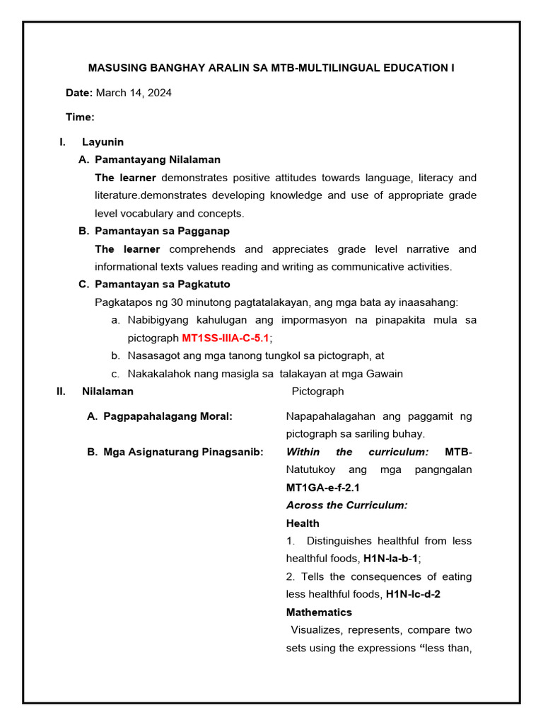 DLP MTB 1 Pictograph Revise | PDF