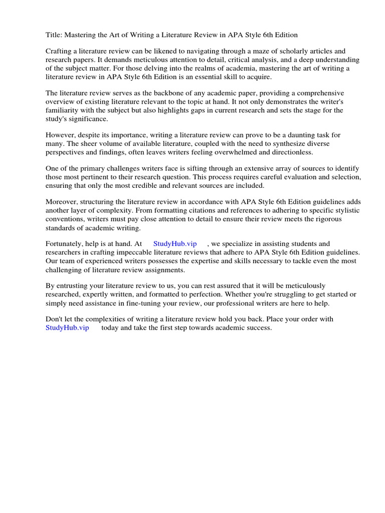 Literature Review Apa Style 6th Edition | PDF | Apa Style | Literature ...