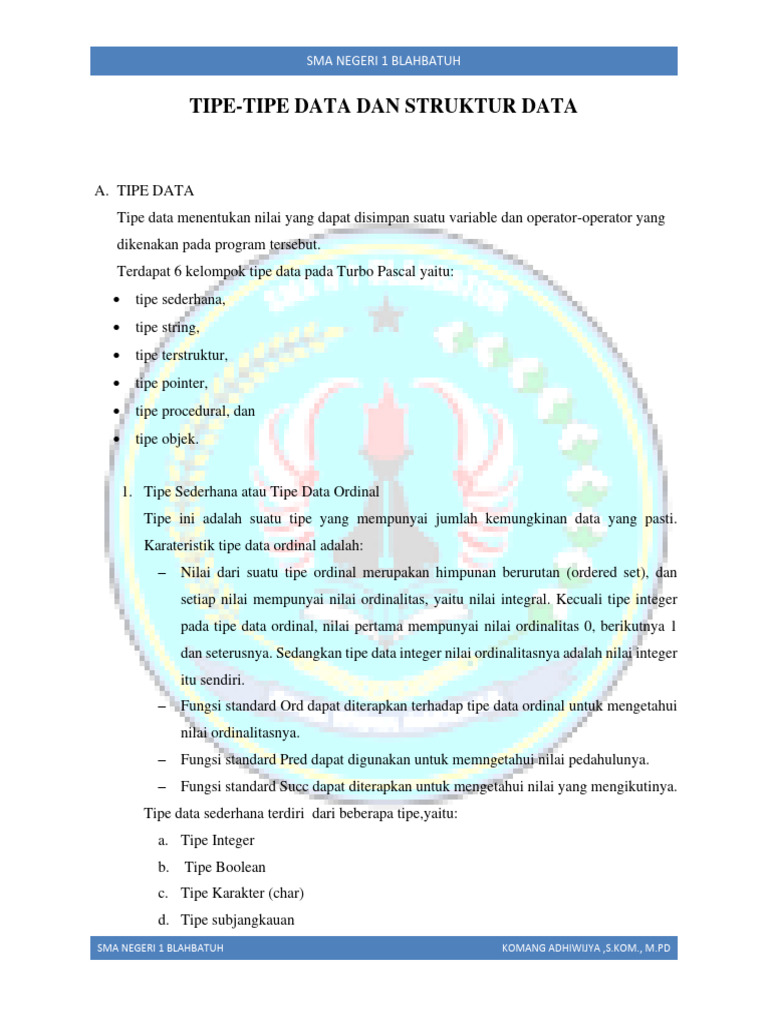 Panduan Tipe Data Pascal | PDF