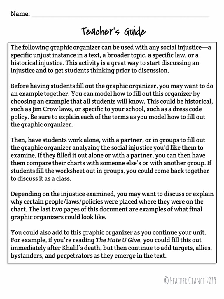 Social Injustice Analysis Graphic Organizer | PDF