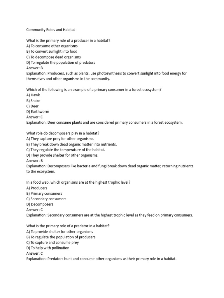 Understanding Habitat Roles in Ecosystems | PDF | Ecosystem | Food Web