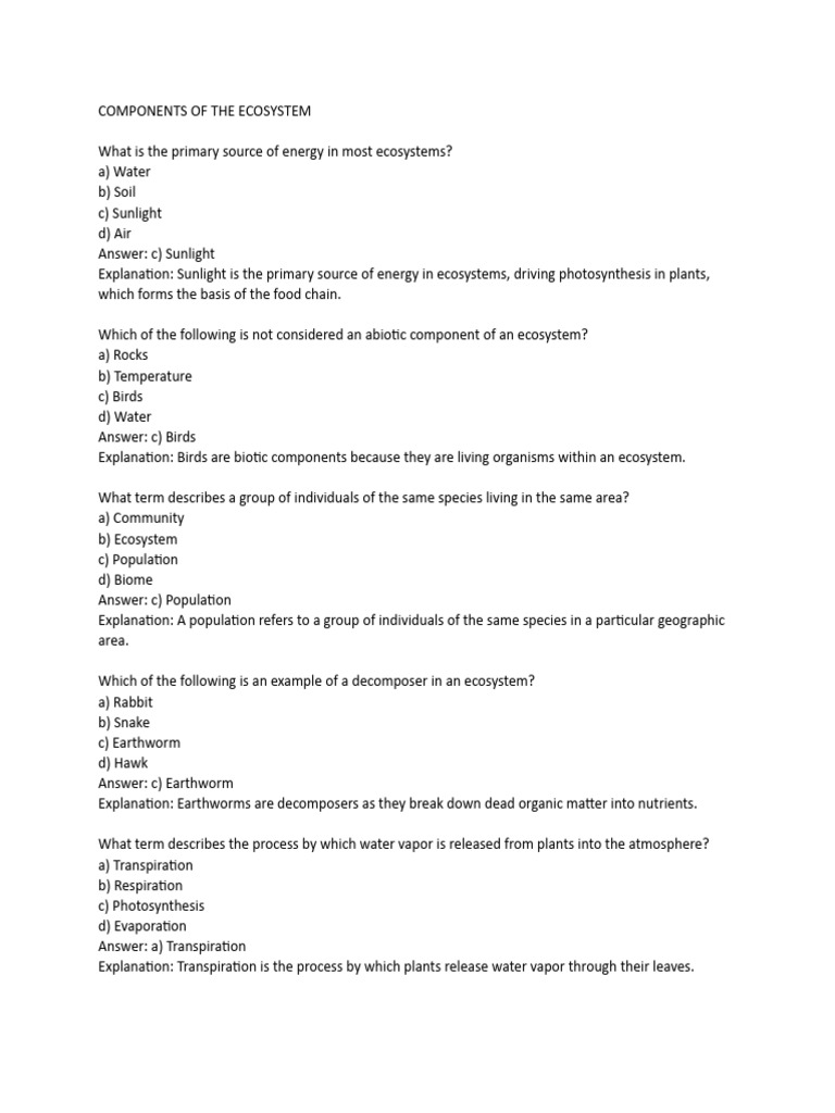Components Of The Ecosystem Pdf Ecosystem Biogeography