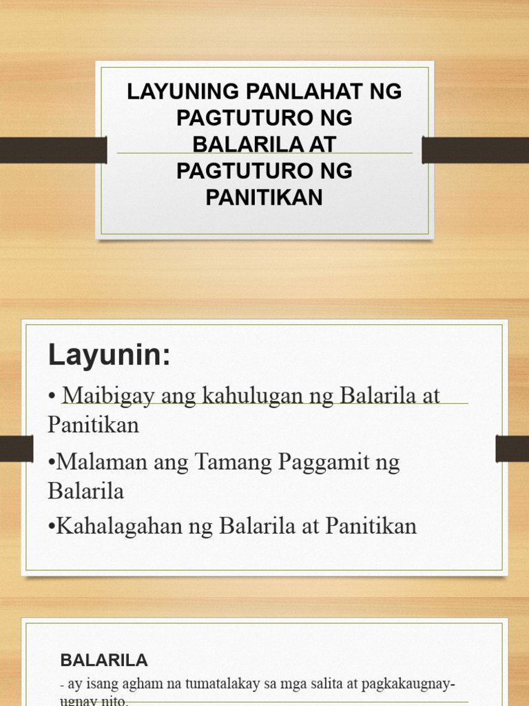 Mga Layuning Panlahat Sa Pagtuturo NG Bararila | PDF
