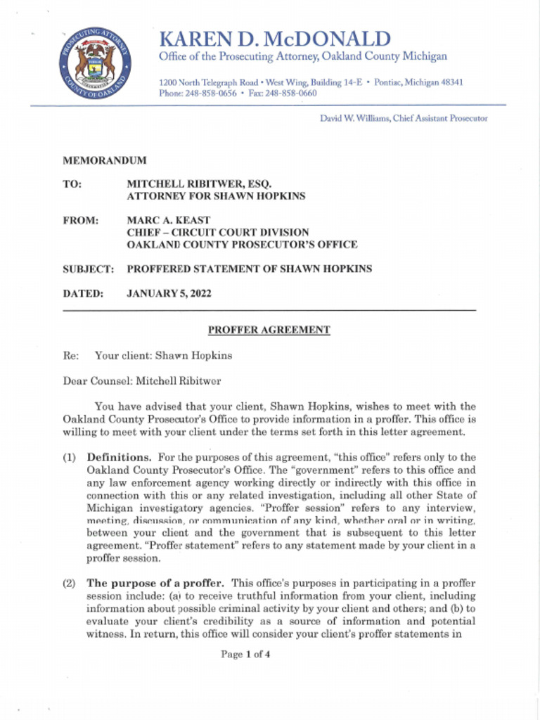 Proffer Shawn Hopkins | Download Free PDF | Sentence (Law) | Plea