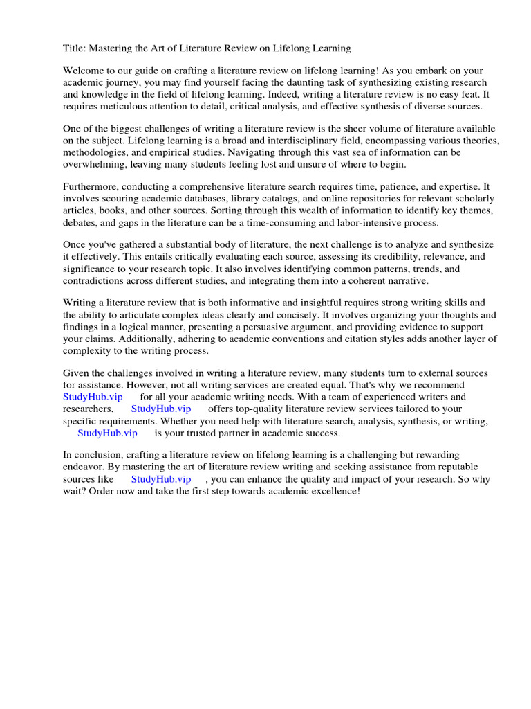 Literature Review On Lifelong Learning | PDF | Information Literacy | Learning