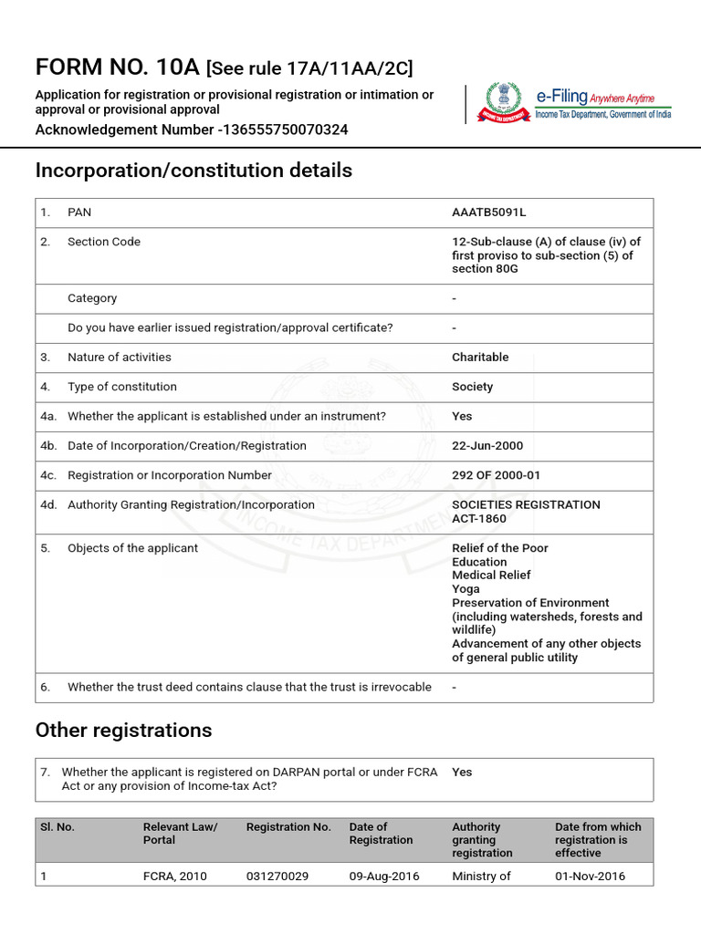 Form 10A - Filed Form | PDF | Expense | Government Finances