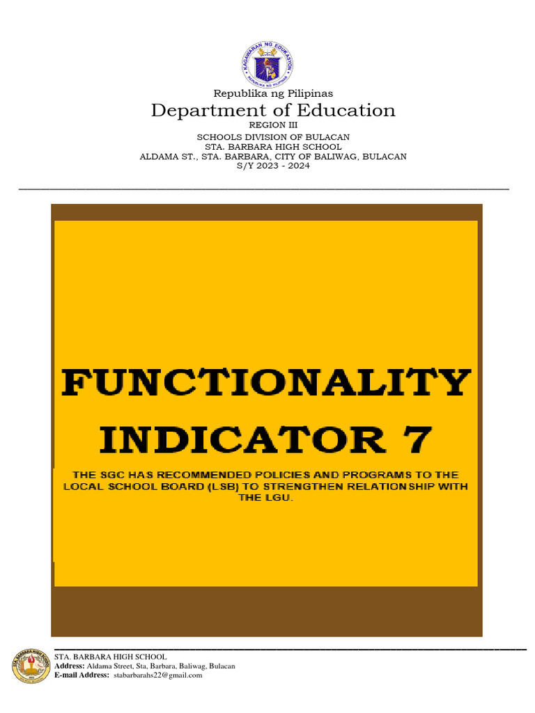 SGC Functionality Indicator 7 | PDF | Governance | Learning