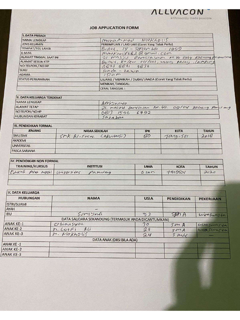 Form Lamaran Kerja | PDF
