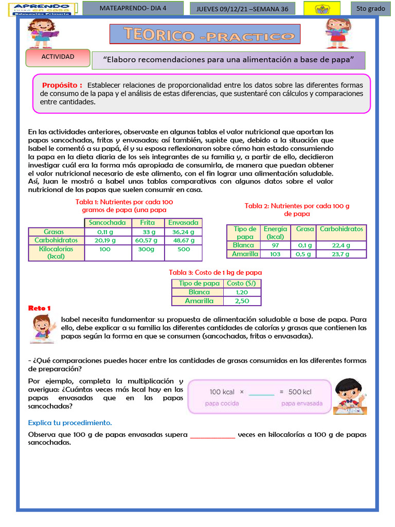 Mateaprendiendo - Dia 4 - Semana 36 | PDF | Caloría | Patata