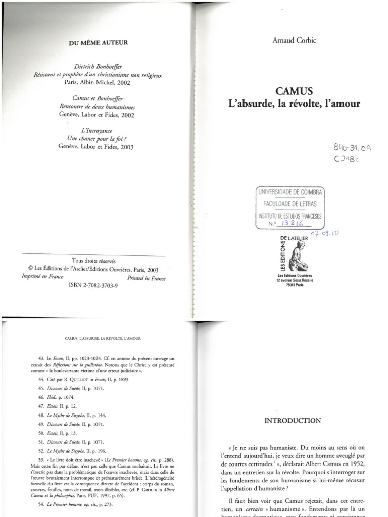 Corbic - 2003 - Camus L'absurde, La Revolte, L'amour - PagRosto - p25 ...