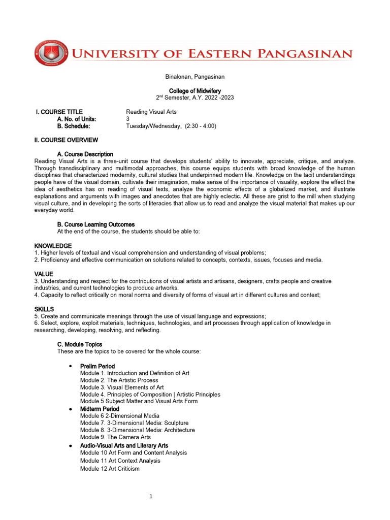 Reading Visual Arts Module | PDF | Color | Vision