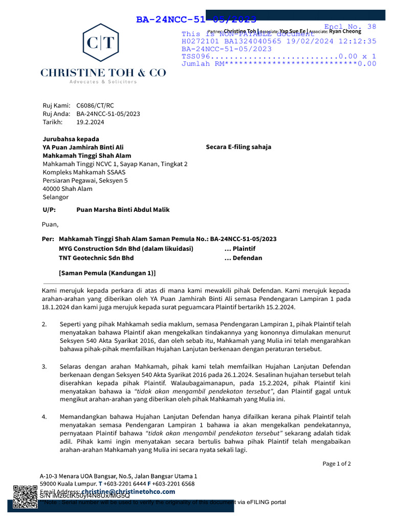 C6086 2024-02-19 Letter To SAHC & ALSS - Reply +@002 | PDF