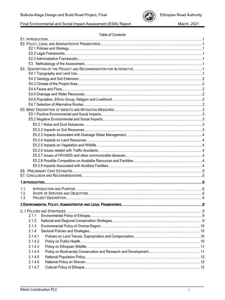 Final ESIA Report of BA Project Feb 2021 | PDF | Environmental Impact ...