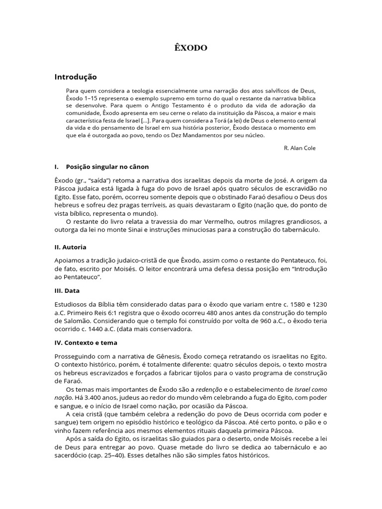 êxodo Pdf Livro Do êxodo Torá