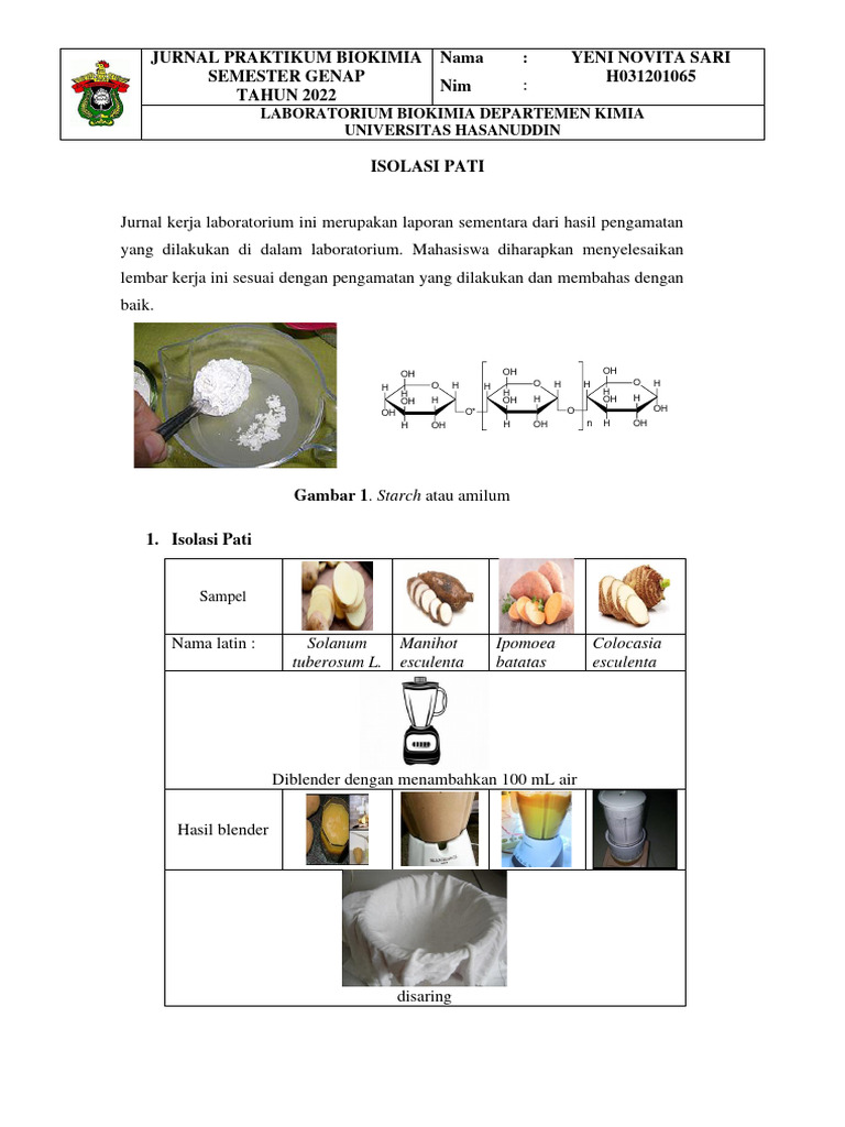 Isolasi Pati dari Berbagai Sumber Tanaman | PDF | Sains & Matematika