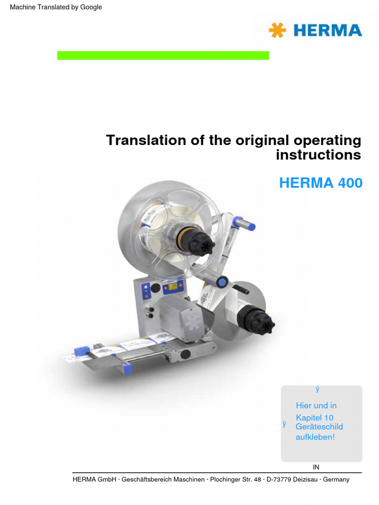 Herma - 400 - Op - Tech Manual | Download Free PDF | Mains Electricity ...