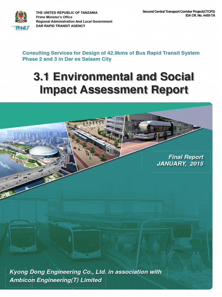 Tanzania - Dar Es Salaam BRT Project Esia Phase 2 3 Report - 04 2015 | PDF | Road