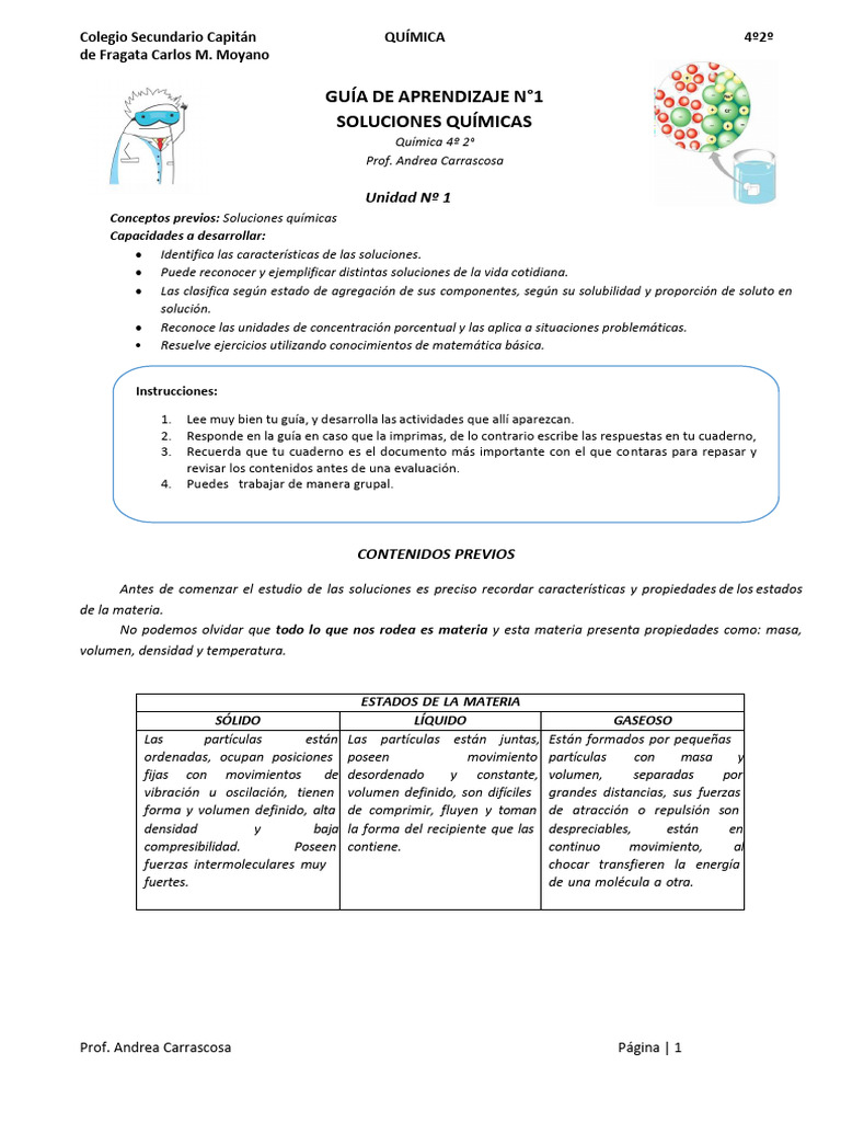 Guía de Química: Soluciones y Mezclas | PDF | Concentración | Mezcla