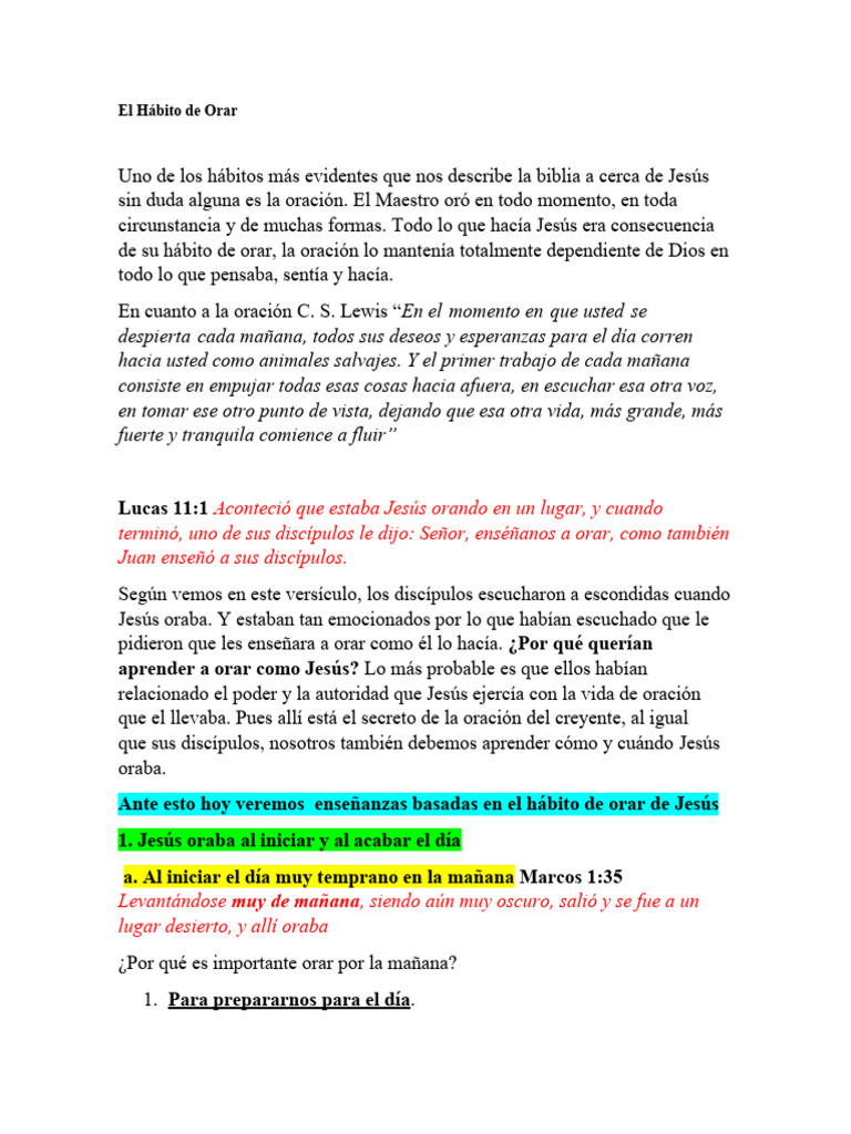 El Hábito de Orar 2 | PDF | Oración | Jesús
