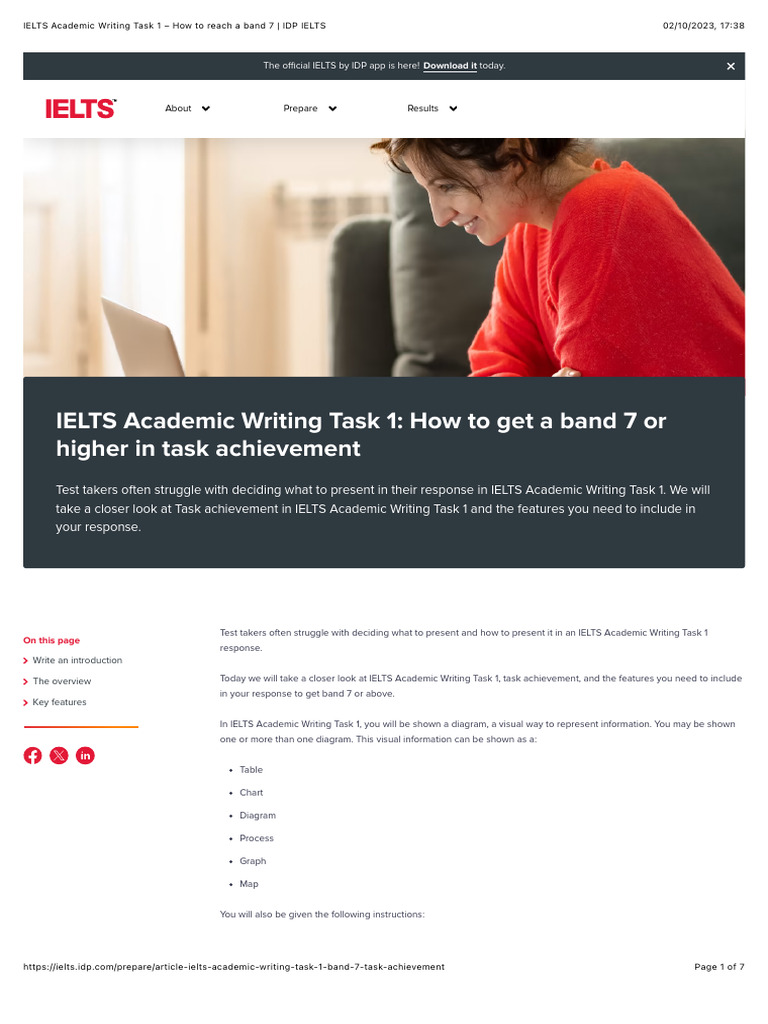 IELTS Academic Writing Task 1 – How to reach a band 7 | IDP IELTS | PDF ...