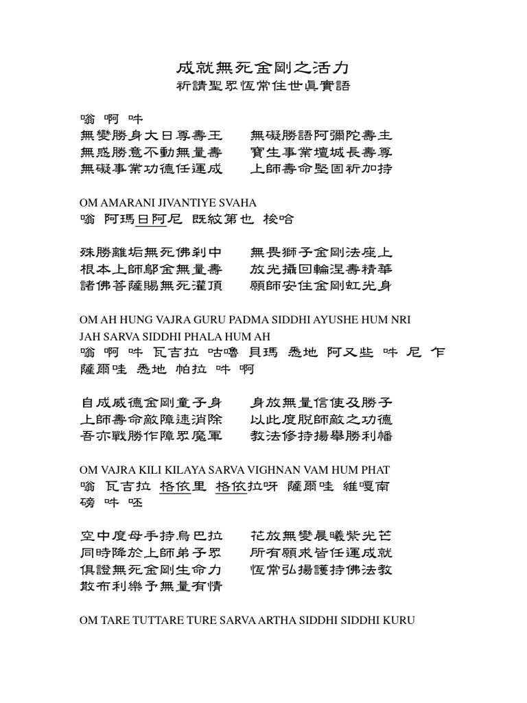 DJKR Long Life Prayer CH | PDF