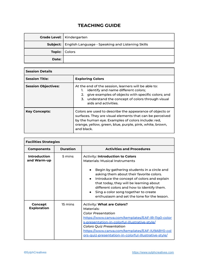 Exploring Colors Teaching Guide | PDF | Color | Cognitive Psychology