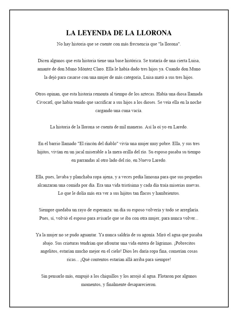 Leyenda de La Llorona | PDF