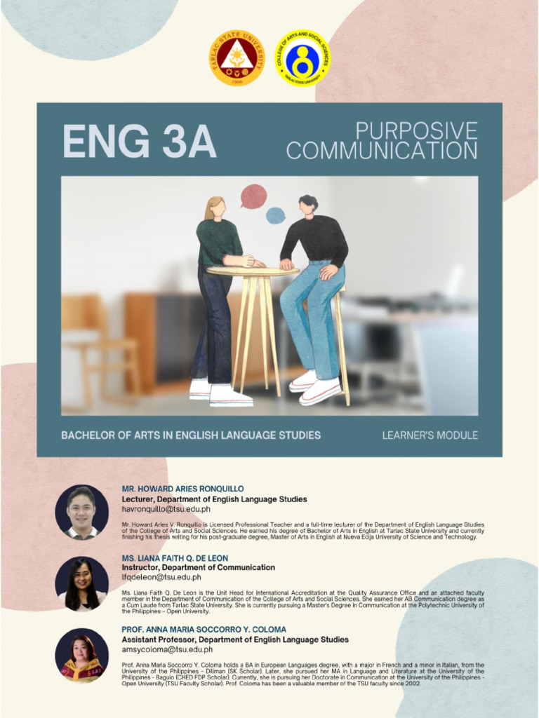 ENG3A Purposive Communication Module | PDF | Communication | Nonverbal ...