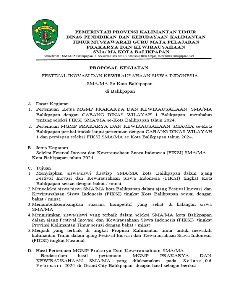 Proposal Fiksi Sma 2024 Edit | PDF