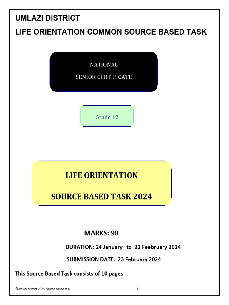 Grade 12 Lo Umlazi Task 1 Act 1 2024 | PDF | Stress (Biology) | Anxiety