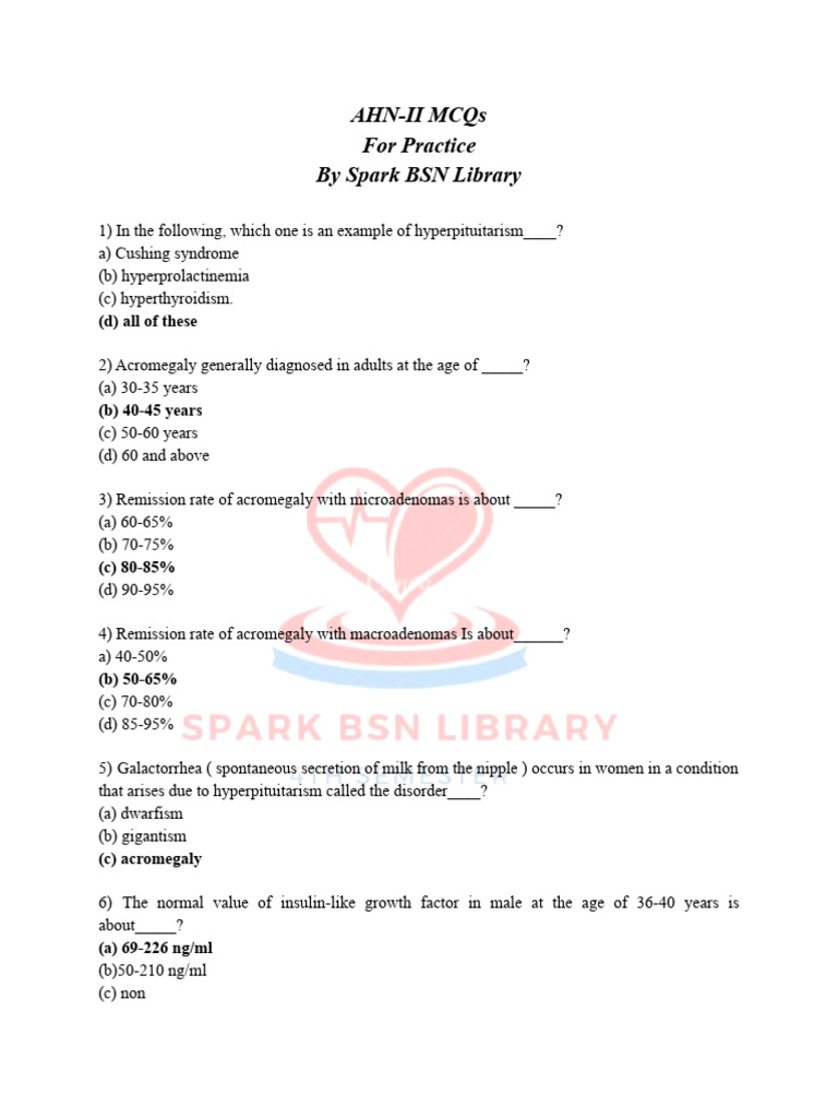 AHN-II MCQs 03 | PDF | Adrenal Gland | Pituitary Gland
