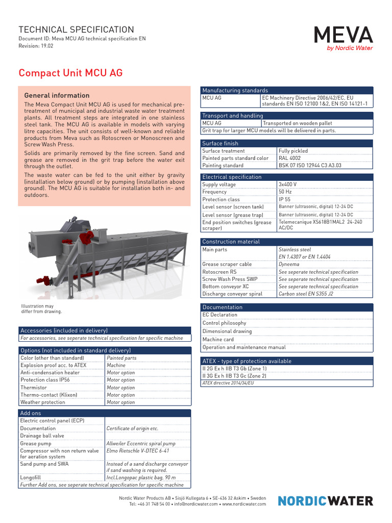 Meva MCU AG Technical Specification EN | PDF | Manufactured Goods