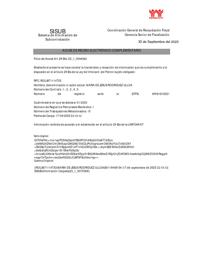 Acuse de Recibo Electrónico SISUB | PDF | Negocios | Finanzas y dinero