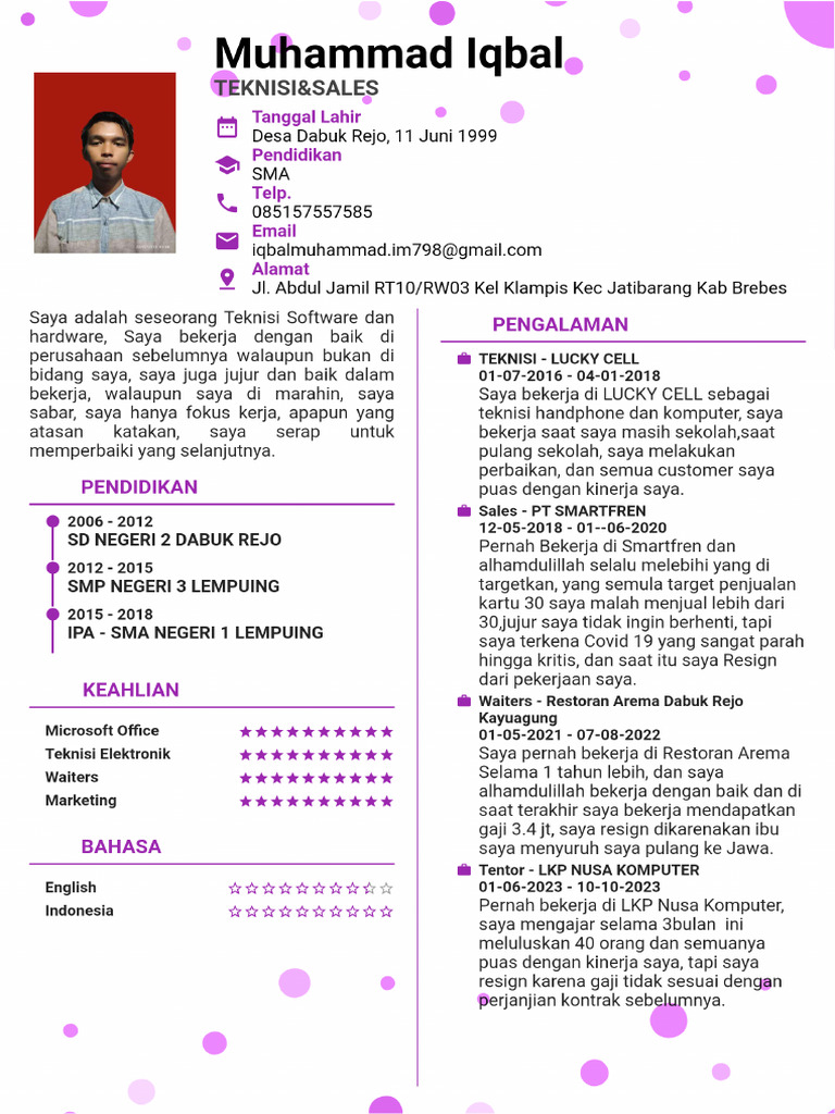 CV Muhammad Iqbal | PDF