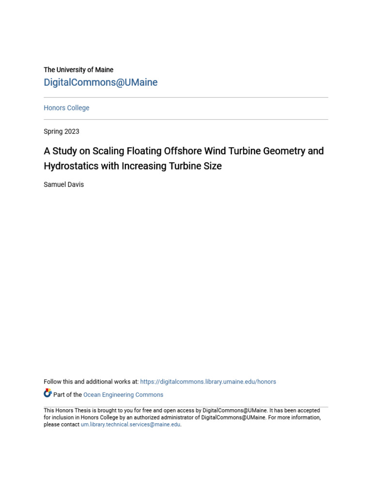 A Study On Scaling Floating Offshore Wind Turbine Geometry and Hy | PDF ...