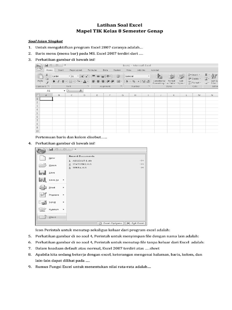 Latihan Soal Excel Al Gebra2 | PDF