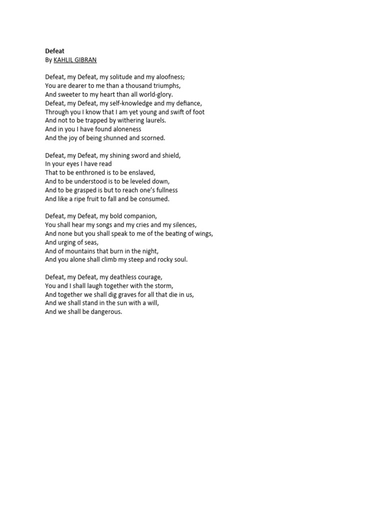 Poem Defeat Gibran | PDF