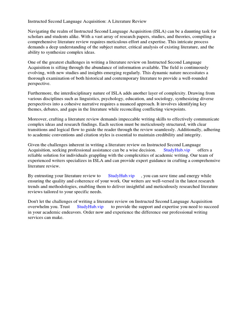Instructed Second Language Acquisition A Literature Review | PDF | Second Language Acquisition ...
