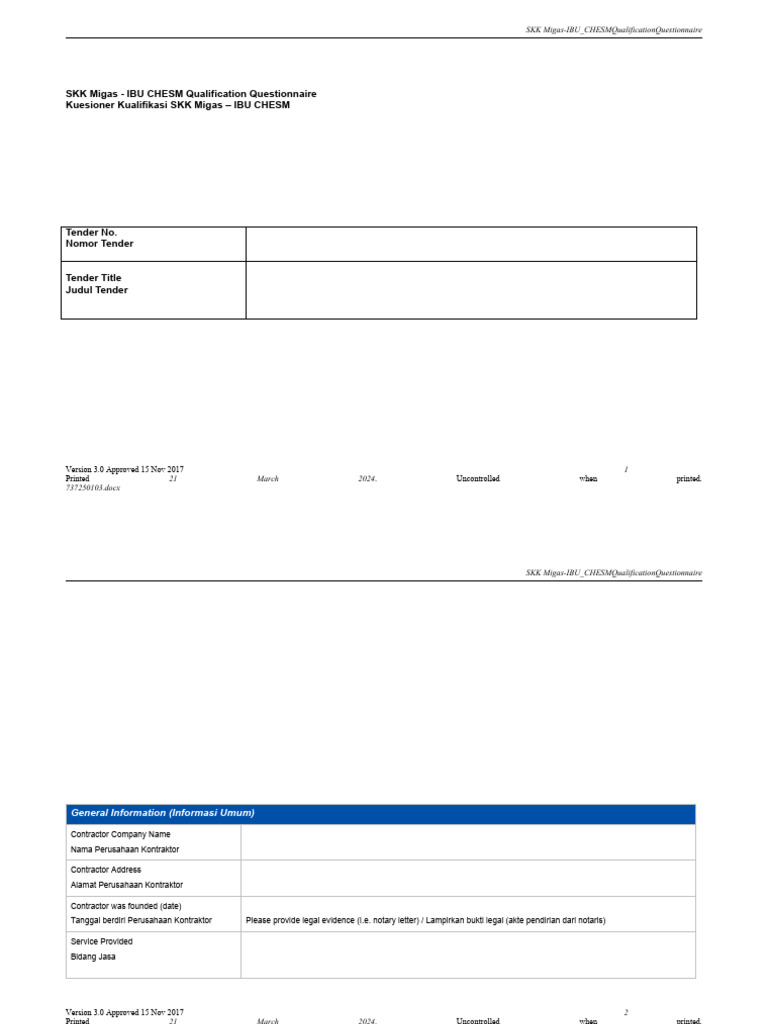 IBU CHESM Qualification Questionnaire Part 2 | PDF | Hazards | Personal Protective Equipment