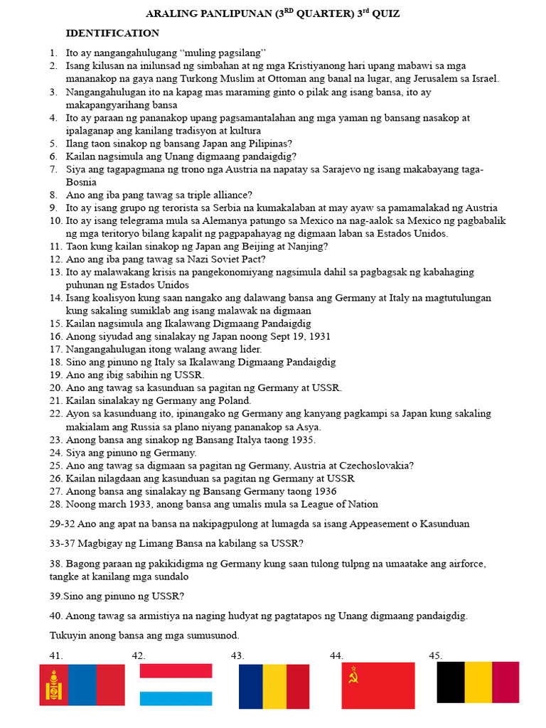 3RD QTR Ap Quiz 3 | PDF