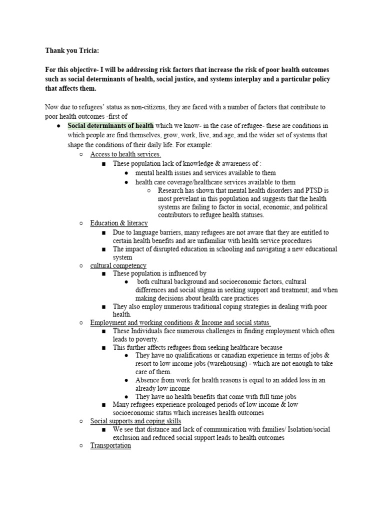 Talking Points - Presentation | PDF | Refugee | Health Care