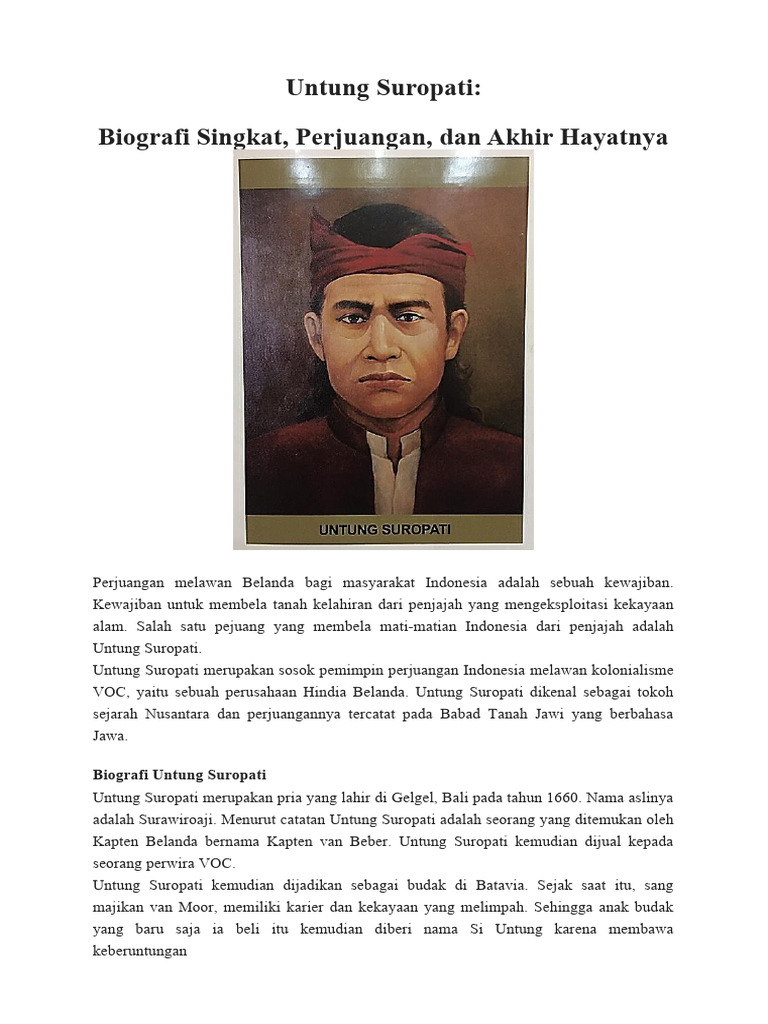 Biografi dan Perjuangan Untung Suropati | PDF
