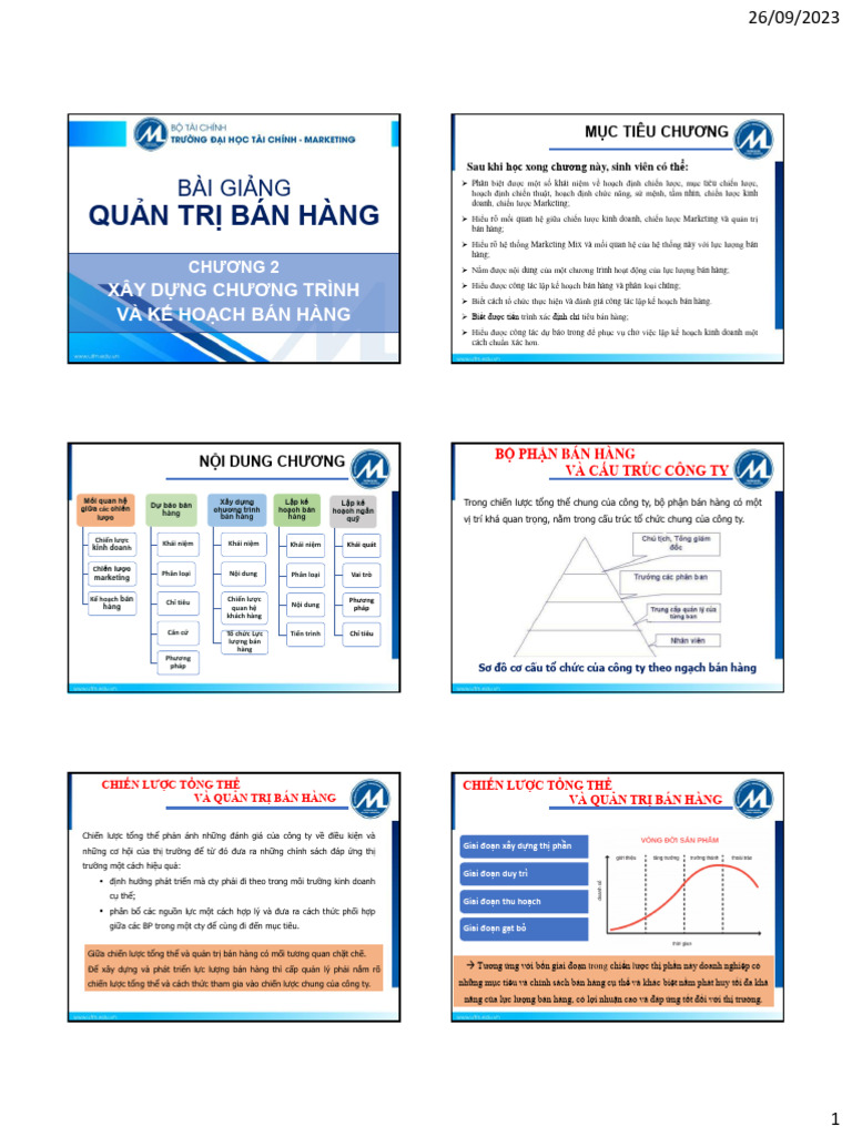 QTBH - C2 P1 2 3 - Xây Dựng Chương Trình Và Kế Hoạch Bán Hàng | PDF