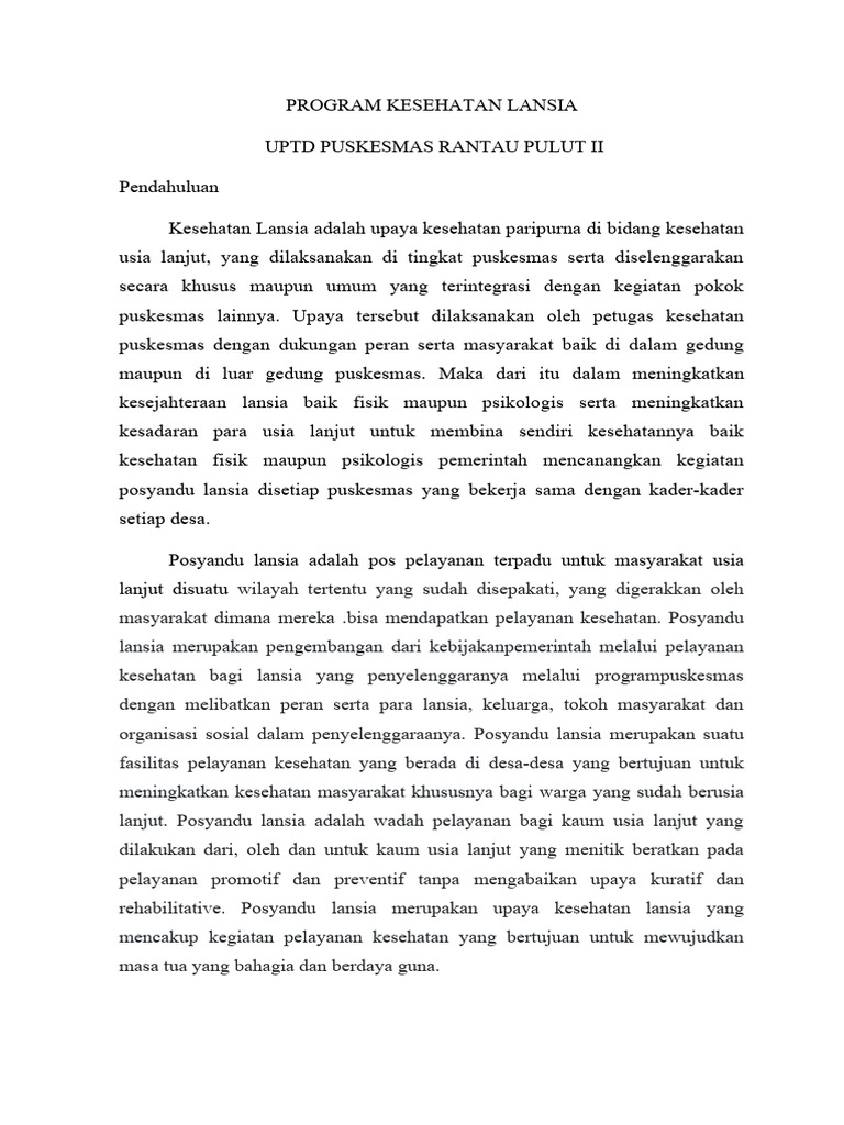 KAK PROGRAM Lansia 2023 | PDF