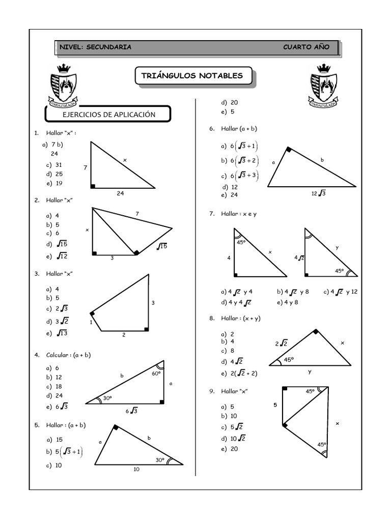Triangulos Notables Problemas Selectos 1 PDF | PDF | Geometría Elemental